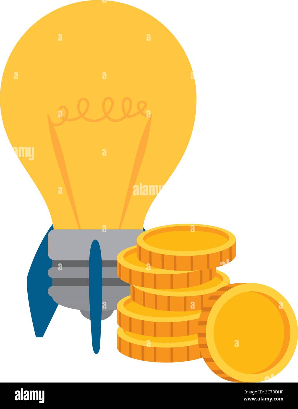 Coins with light bulb vector design Stock Vector Image & Art - Alamy