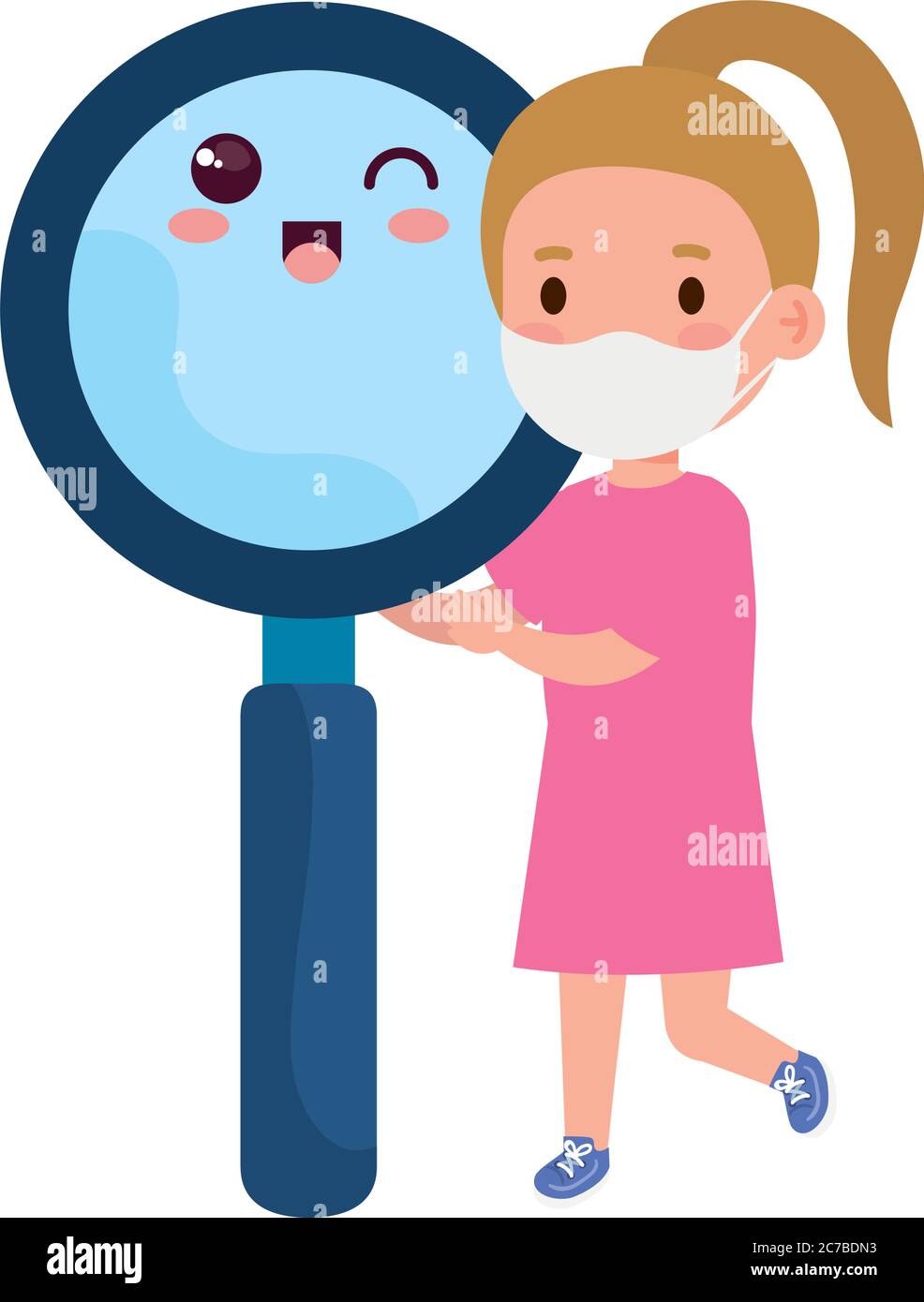 cute girl wearing medical mask to prevent coronavirus covid 19 with ...
