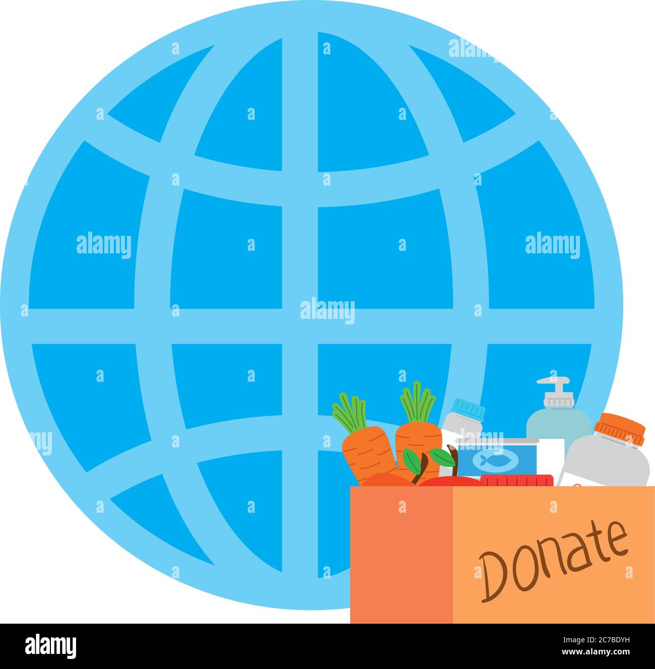 Global sphere with donate objects inside box vector design Stock Vector ...