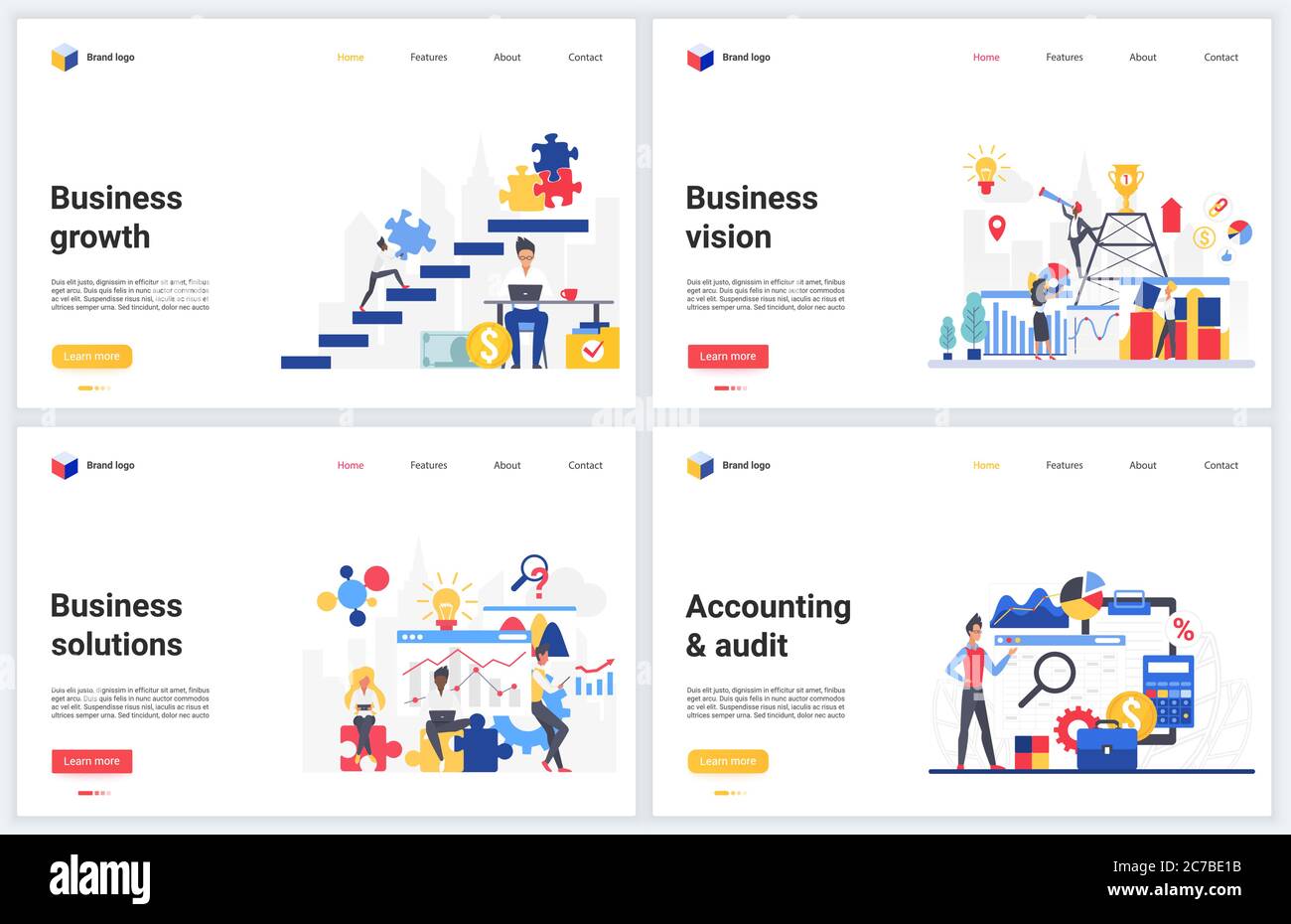 Business success solution vector illustration set. Creative concept ...