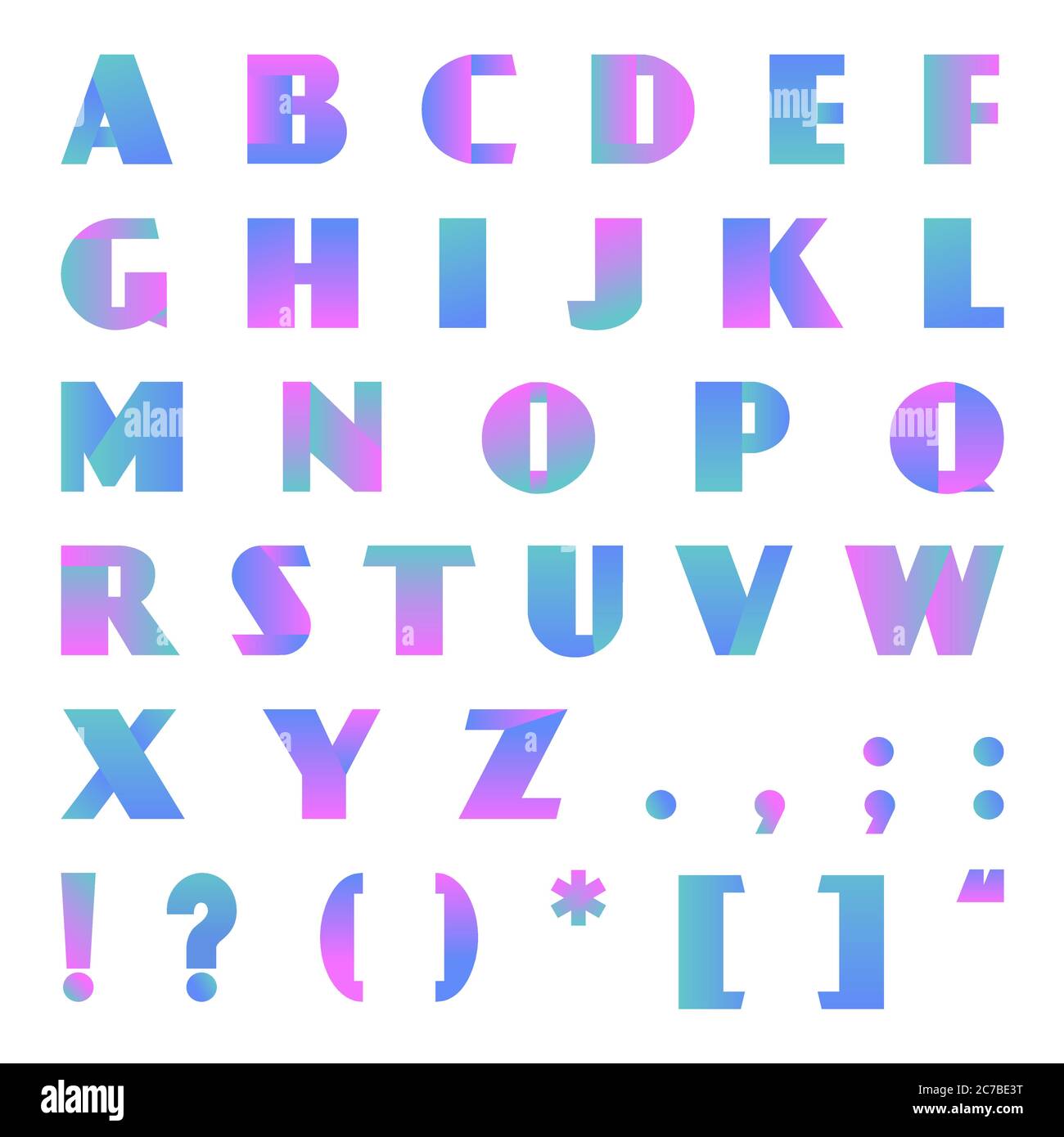 Creative modern bright gradient font. Vector alphabet with blue rose ...