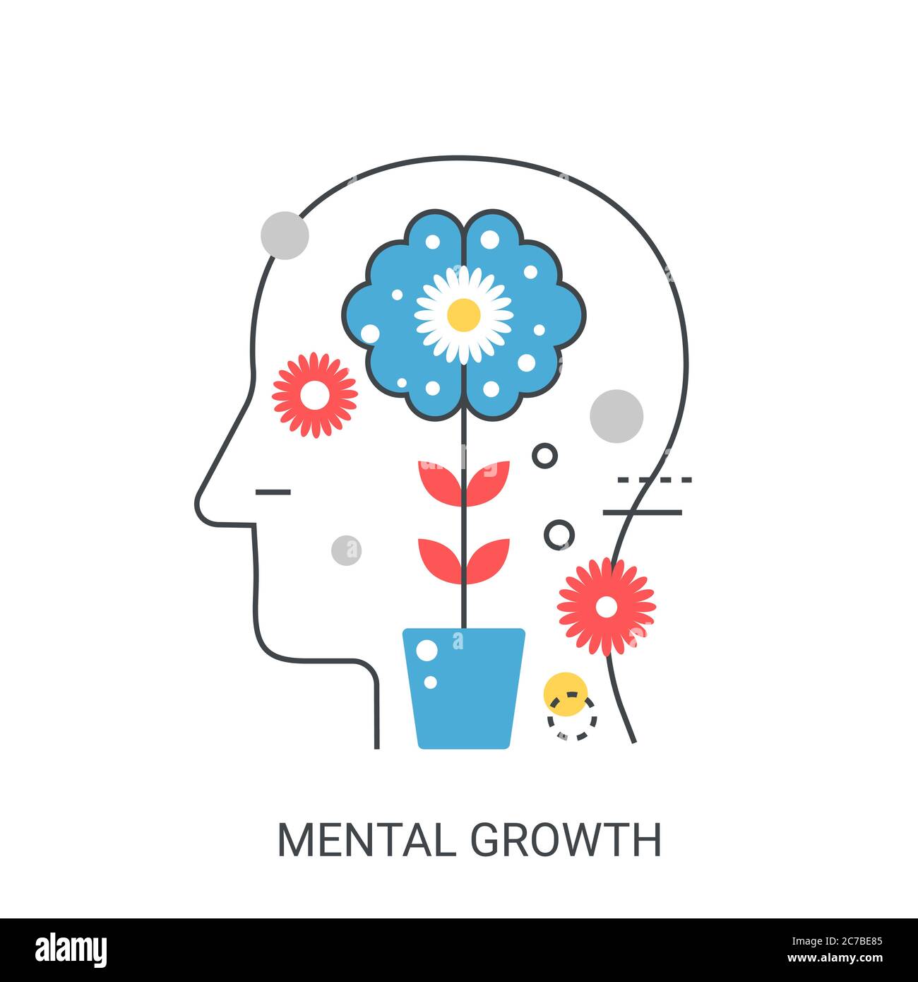 Mental flat line growth vector illustration concept Stock Vector Image ...