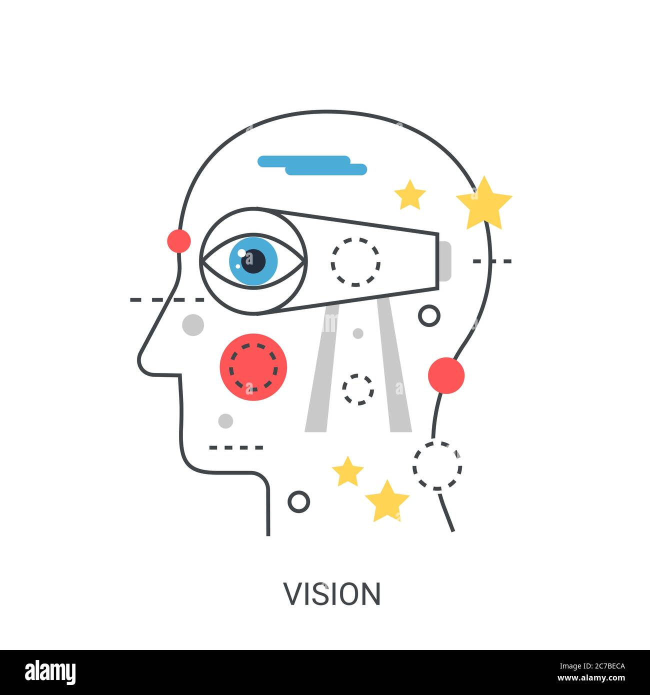 Vision flat line vector illustration concept isolated Stock Vector ...