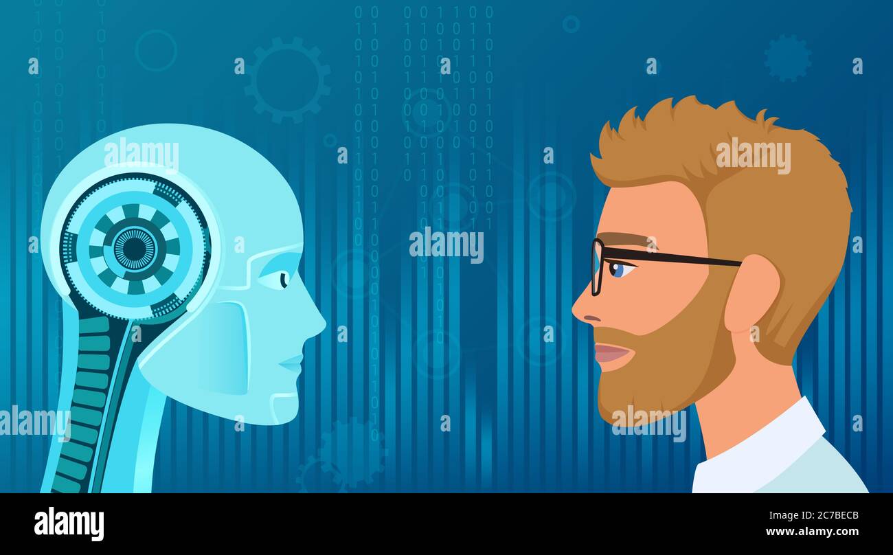 Vector Humans vs Robots opposition. Concept business and future job ...