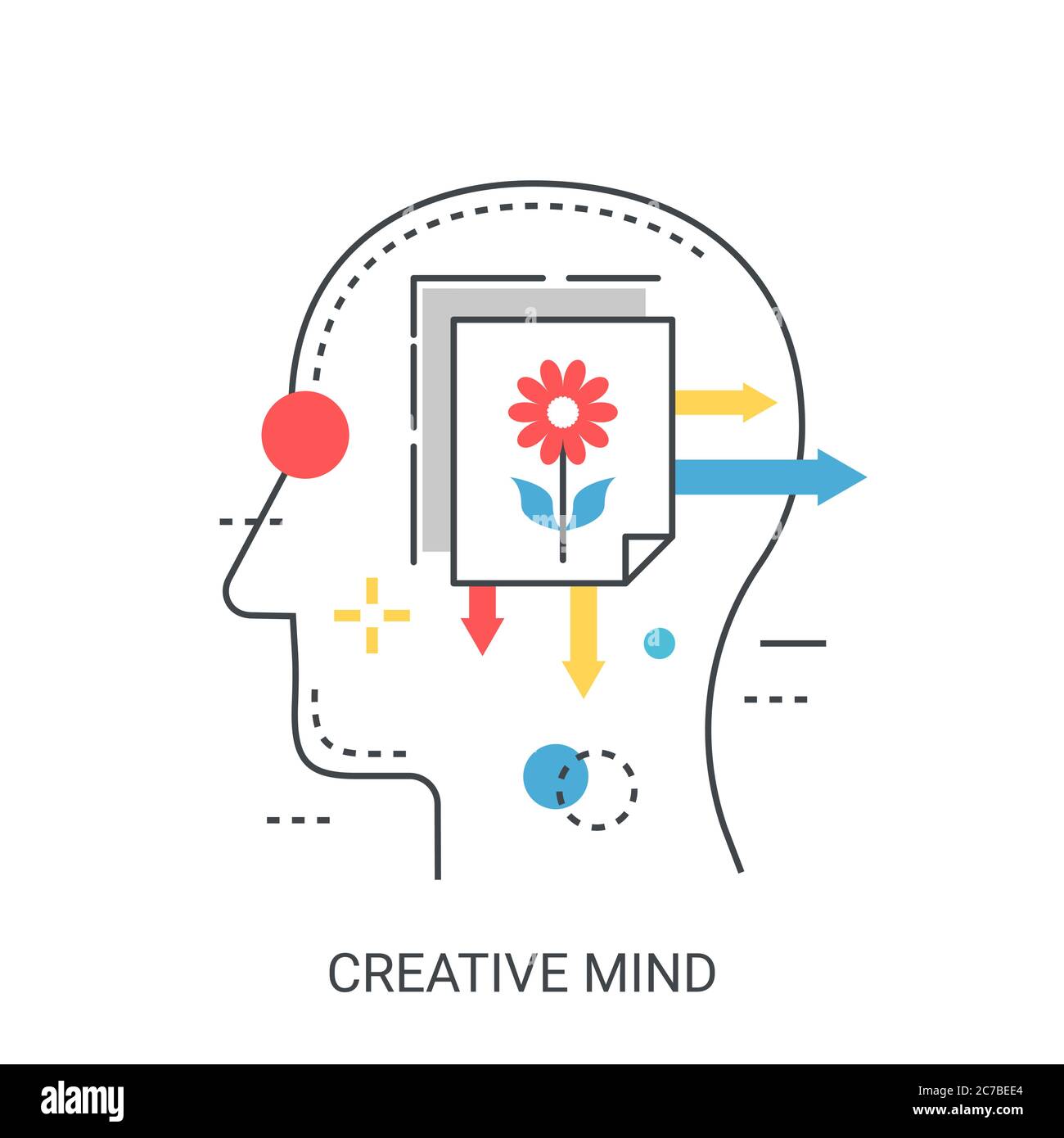 creative mind flat line vector illustration concept Stock Vector Image ...