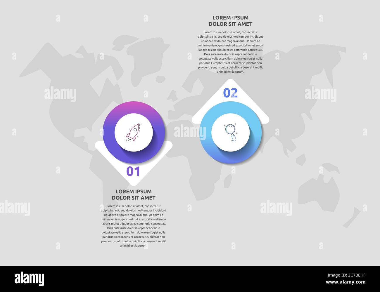 Infographics with 2 circles and arrows. Modern vector template. Can be ...