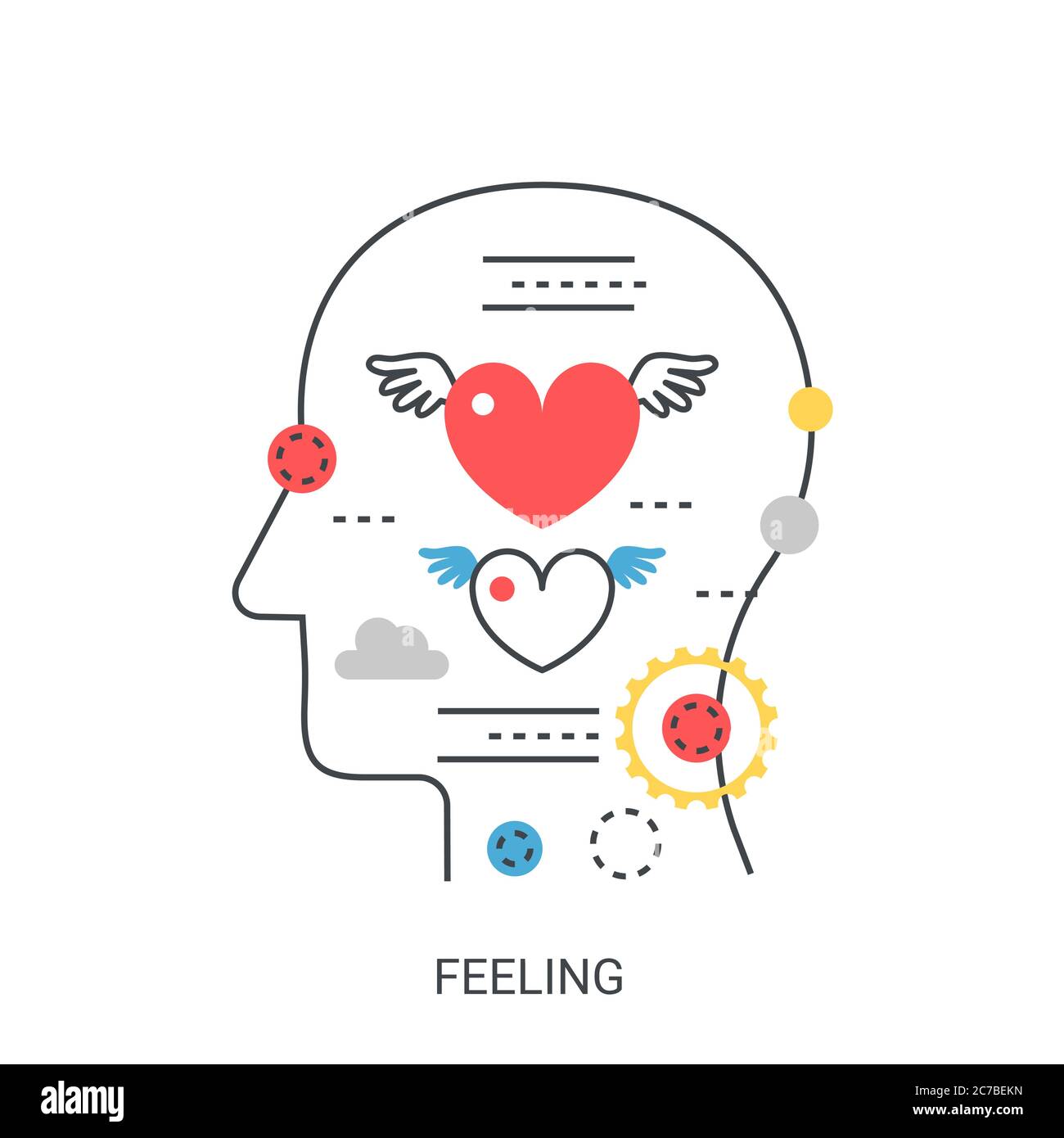 Feeling emotions flat line vector illustration concept Stock Vector ...