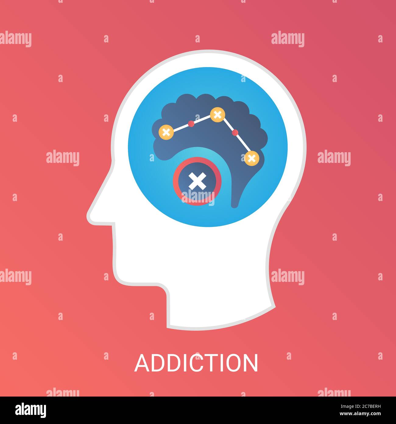 Vector Addiction concept. Modern gradient flat style Stock Vector Image ...