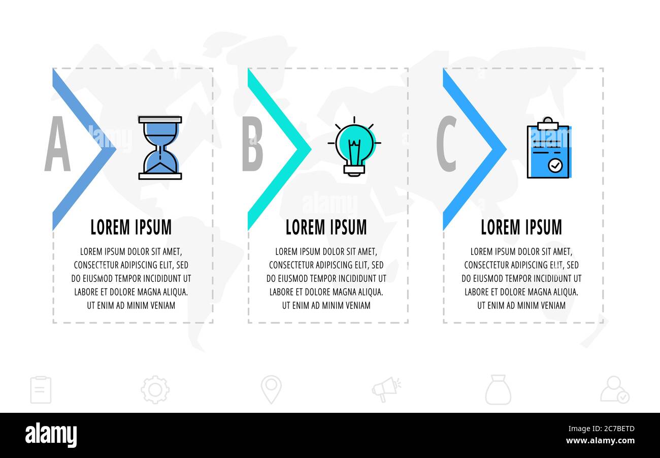 Infographics arrows with three arrows and icons. Line vector template ...