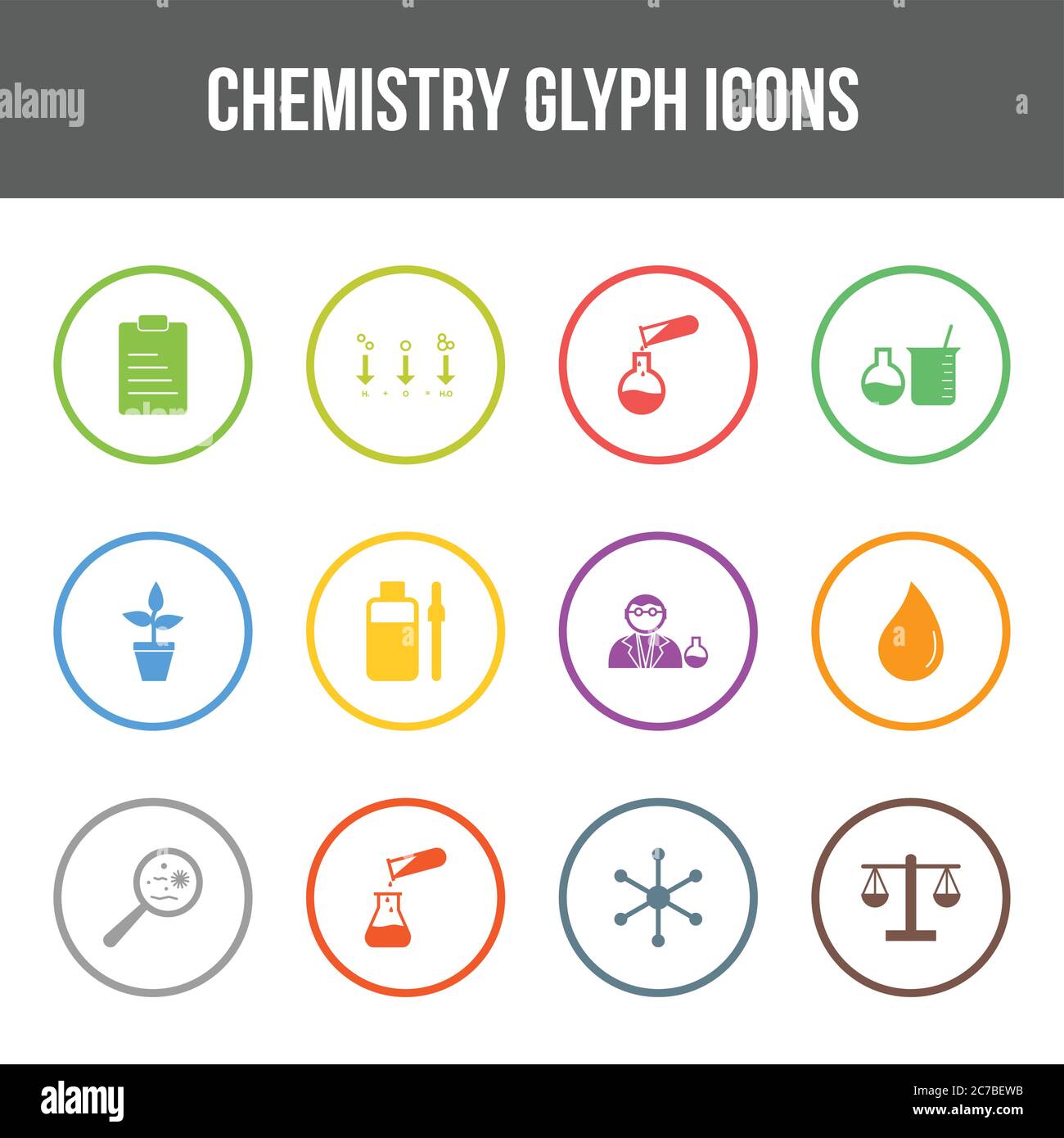 Unique chemistry vector glyph icon set Stock Vector Image & Art - Alamy