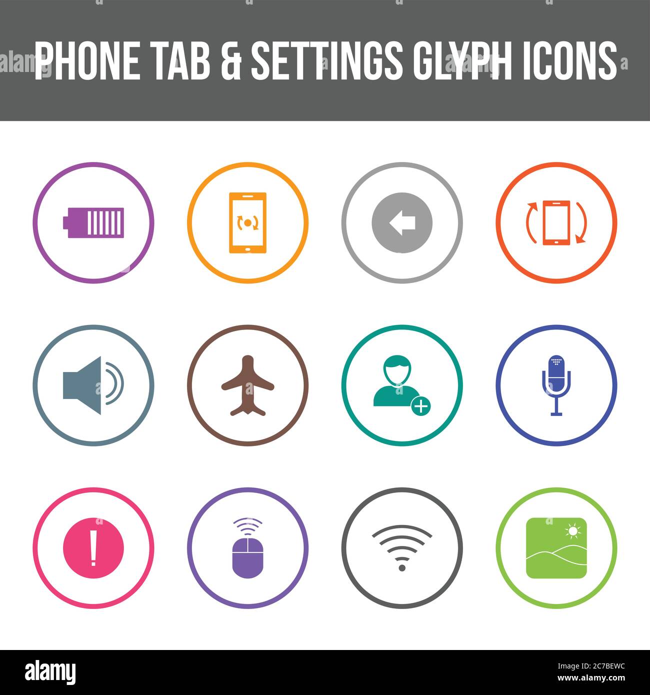 Unique phone tab & settings vector glyph icon set Stock Vector Image ...