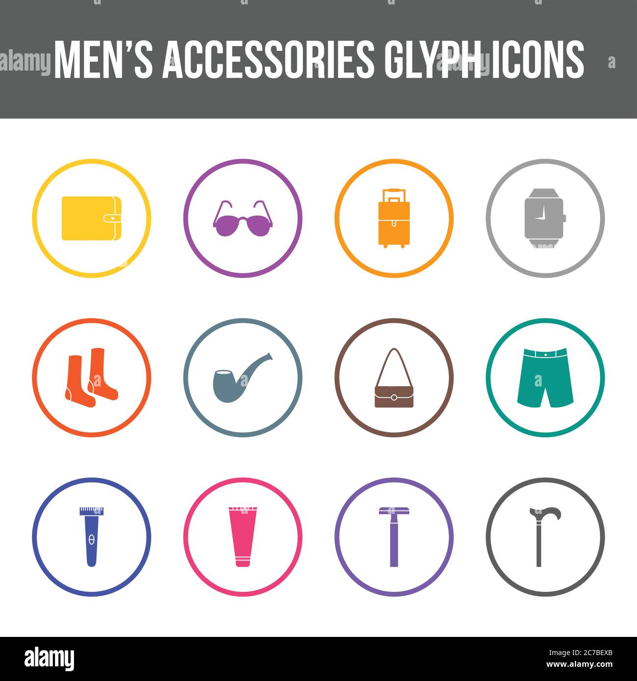 Unique men's accessories vector glyph icon set Stock Vector Image & Art ...