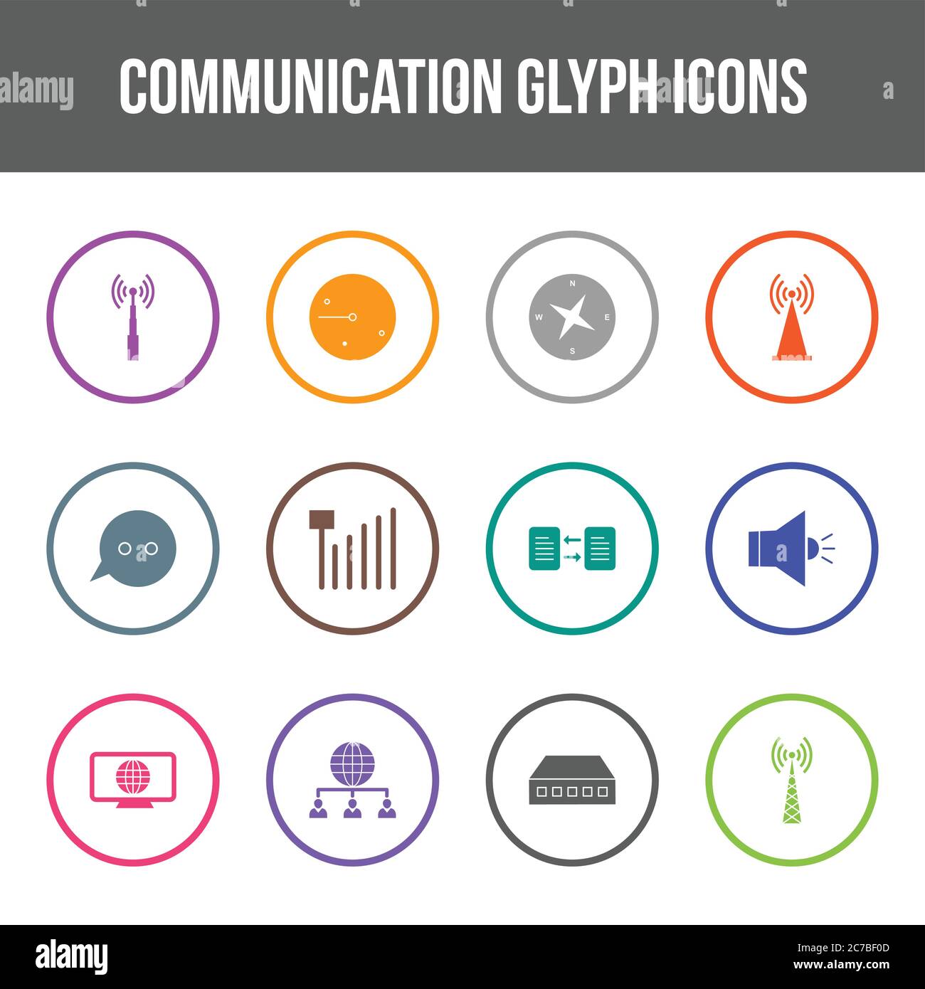Unique communication vector glyph icon set Stock Vector Image & Art - Alamy