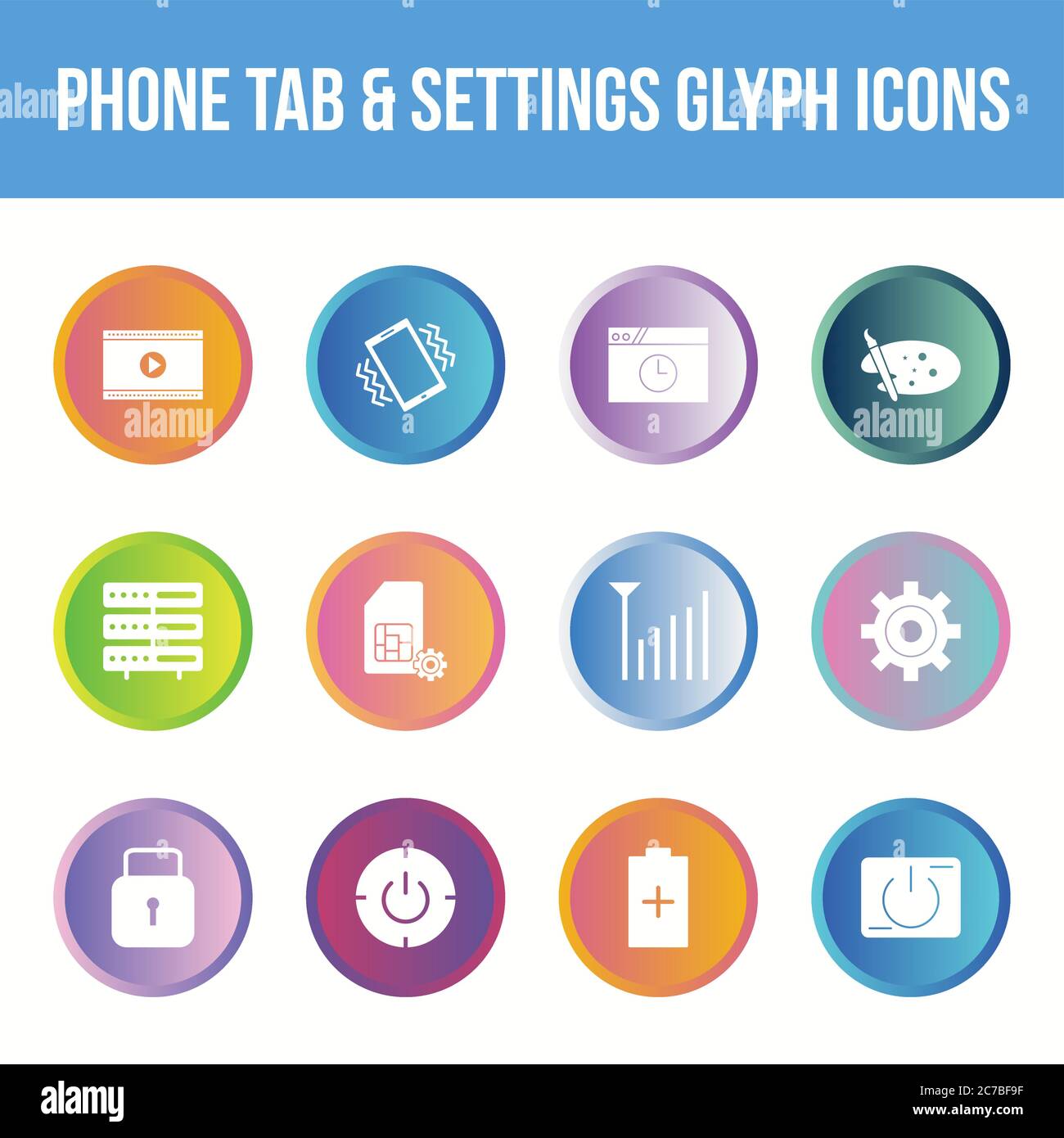 Unique phone tab & settings vector glyph icon set Stock Vector Image ...