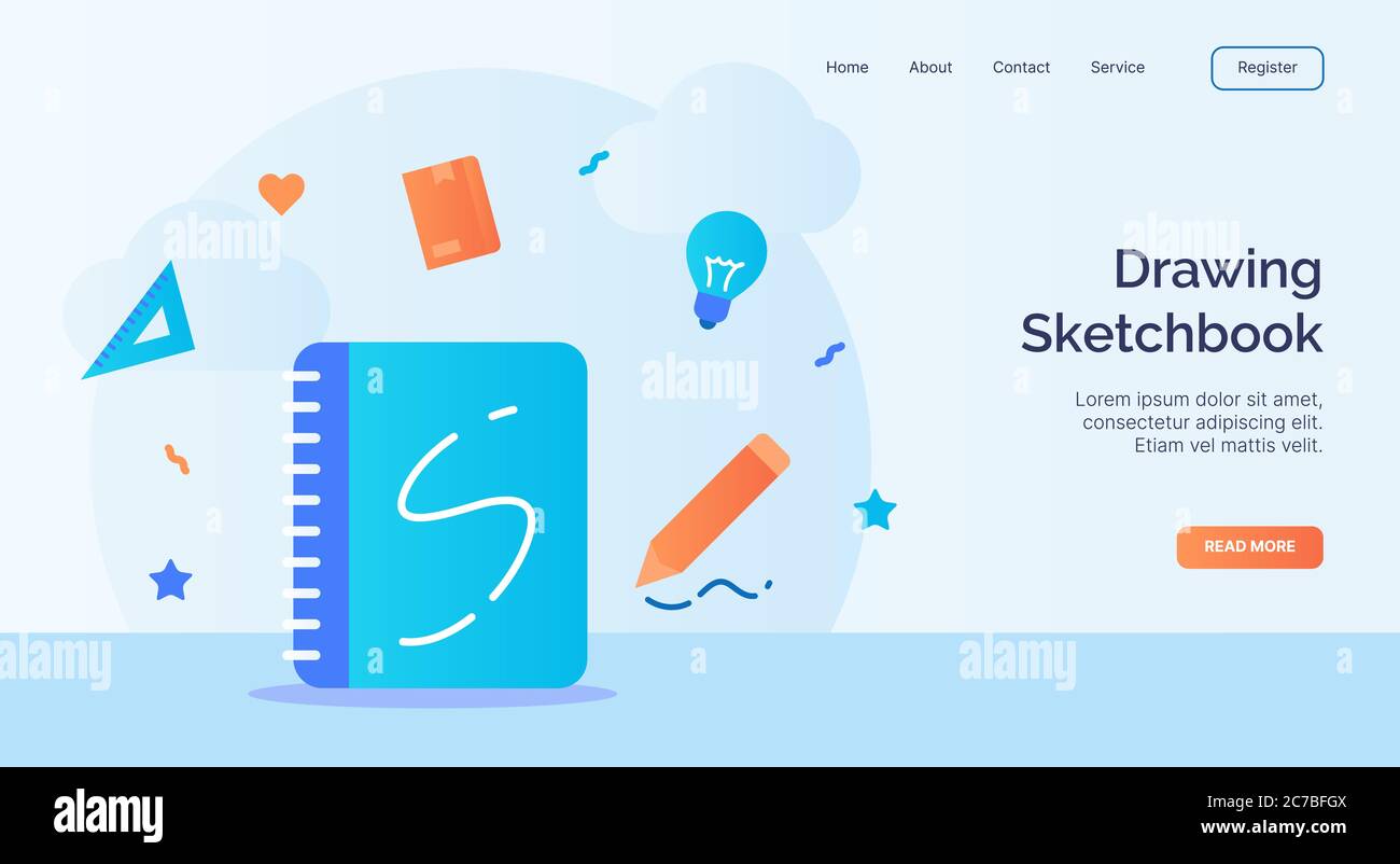 Drawing sketchbook icon campaign for web website home homepage landing ...