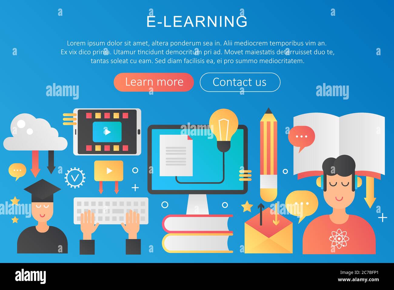 Vector trendy flat gradient color Elearning online learning concept ...