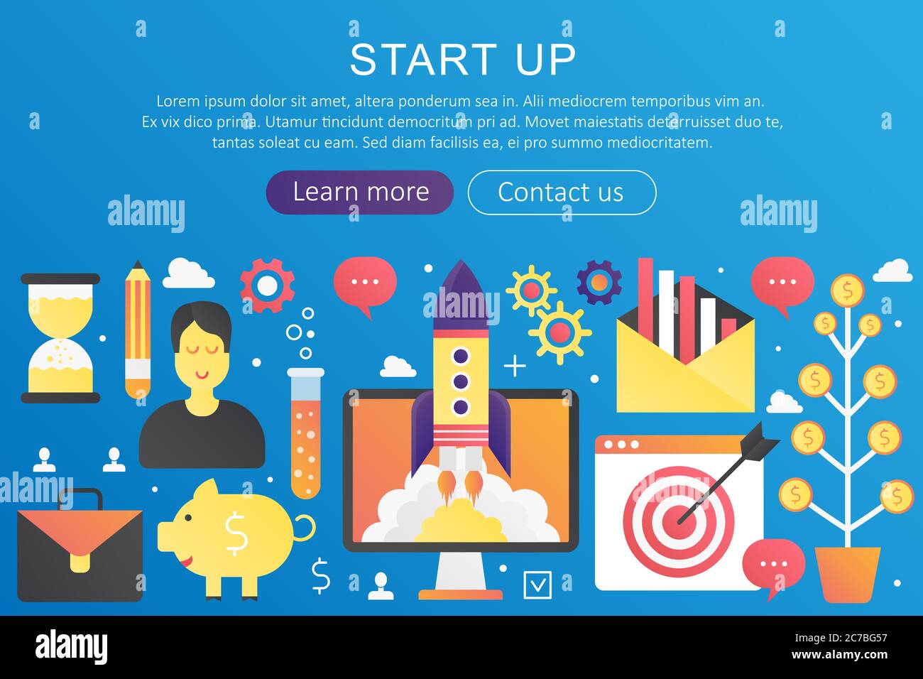 Vector trendy flat gradient color Startup business concept template ...