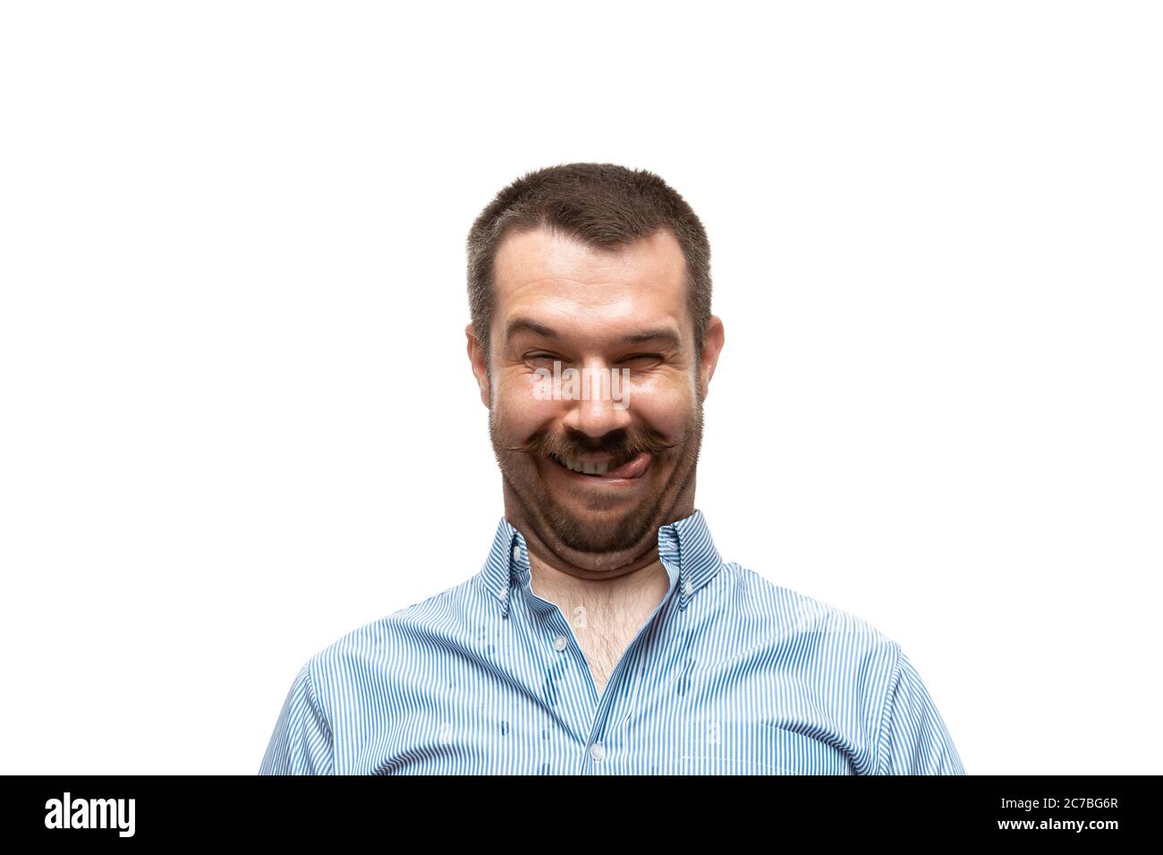 Lastful, flirting. Young man with funny, unusual popular emotions and ...