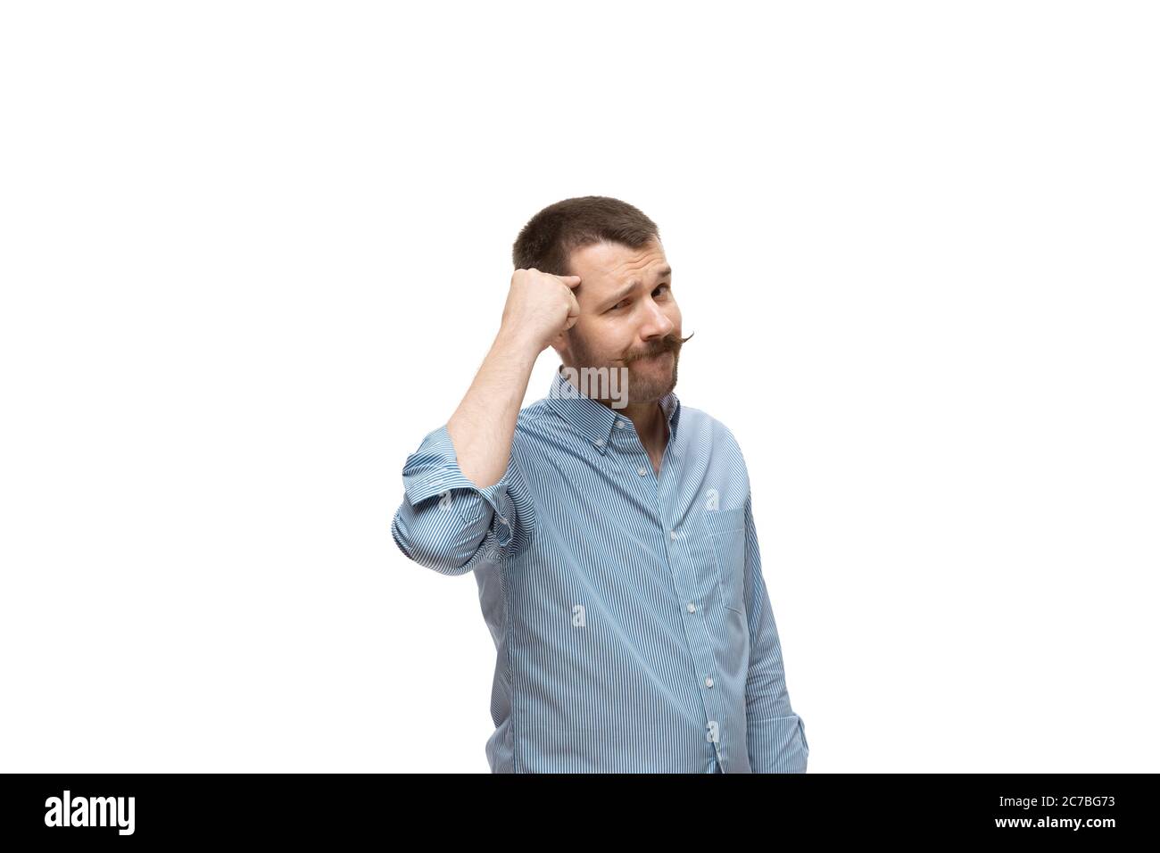 Think of. Young caucasian man with funny, unusual popular emotions and ...