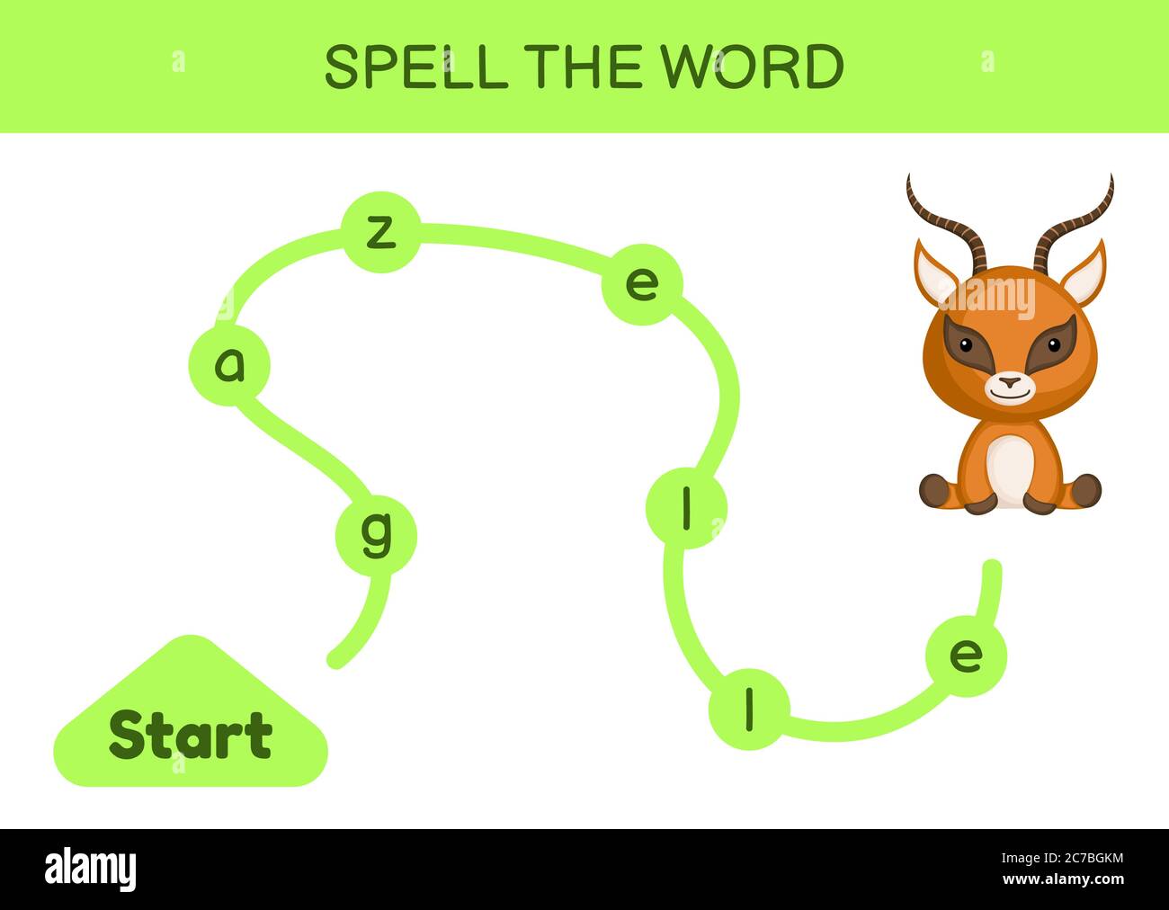 Maze for kids. Spelling word game template. Learn to read word gazelle ...