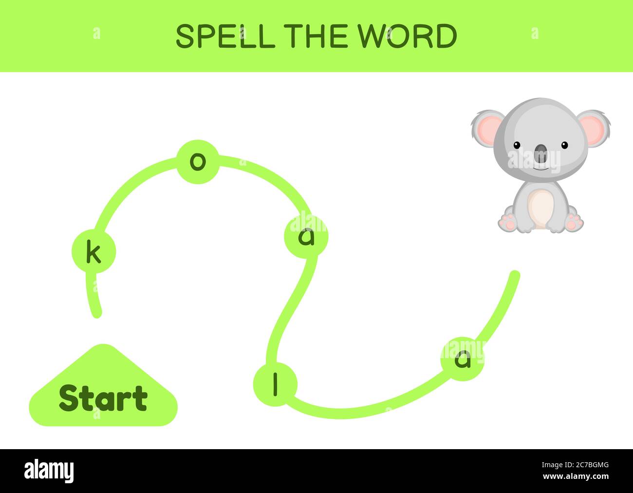 Maze for kids. Spelling word game template. Learn to read word koala ...