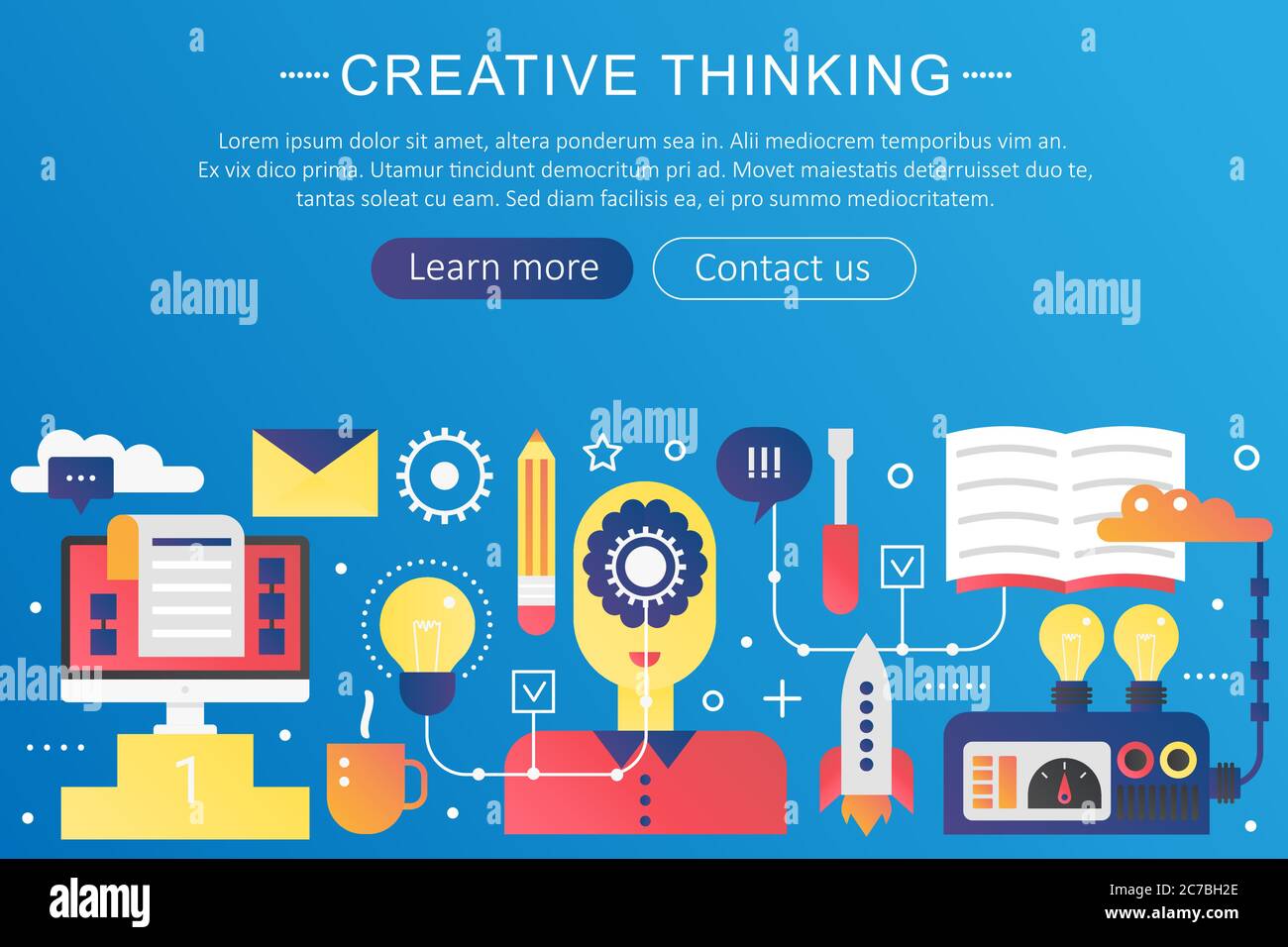 Vector trendy flat gradient color Creative thinking, fresh new Idea ...