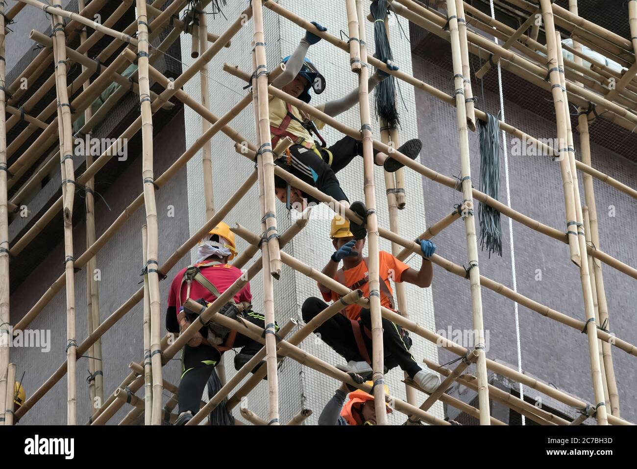 Entire building covered with bamboo scaffolding, the famous scaffold ...