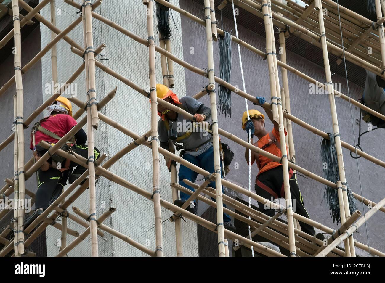 Entire building covered with bamboo scaffolding, the famous scaffold ...