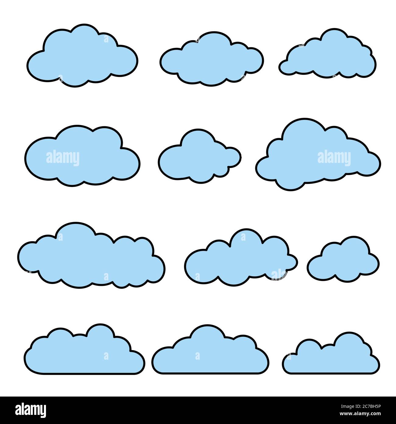 Vector illustration of flat line clouds set Stock Vector Image & Art ...