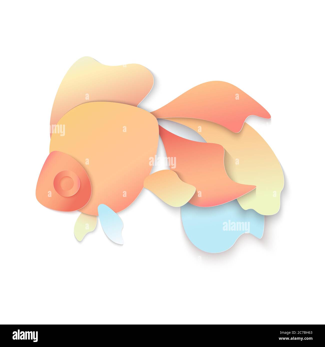 Vector Trendy gradient color cuted paper fish logo isolated on white ...