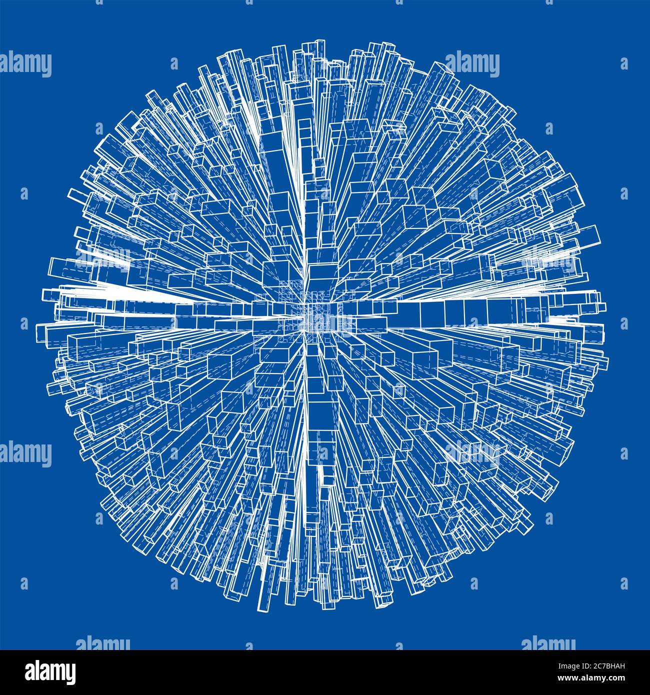 Abstract 3d Sphere with City, Blueprint Style Stock Photo - Alamy