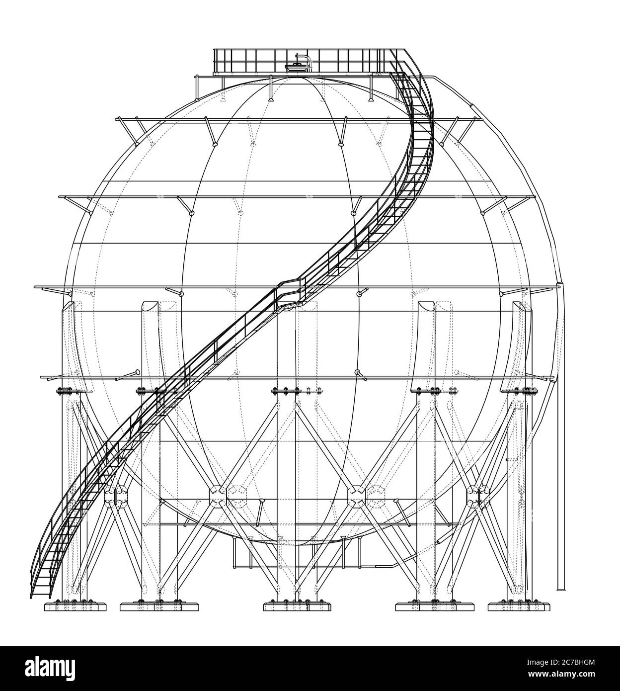 Spherical gas tank outline. 3D illustration Stock Photo - Alamy