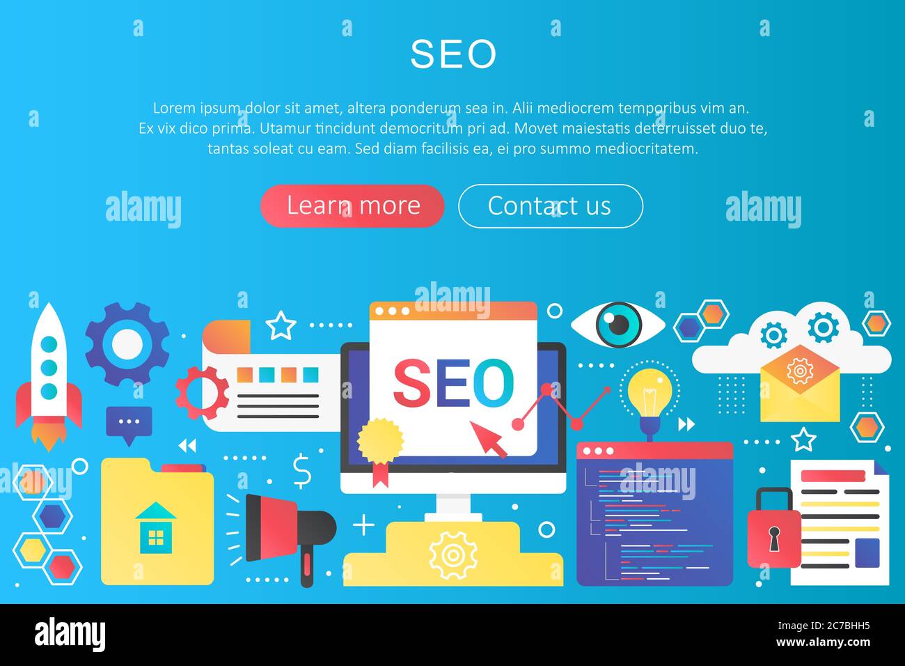 Vector trendy flat gradient color seo optimization concept template ...