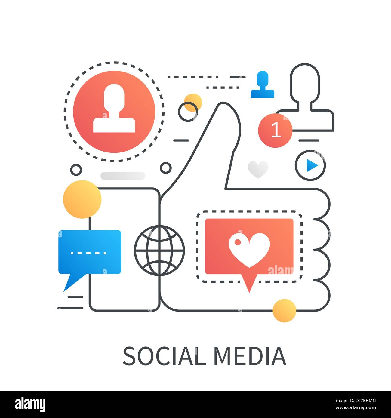 Social media, social network, social marketing concept vector concept ...