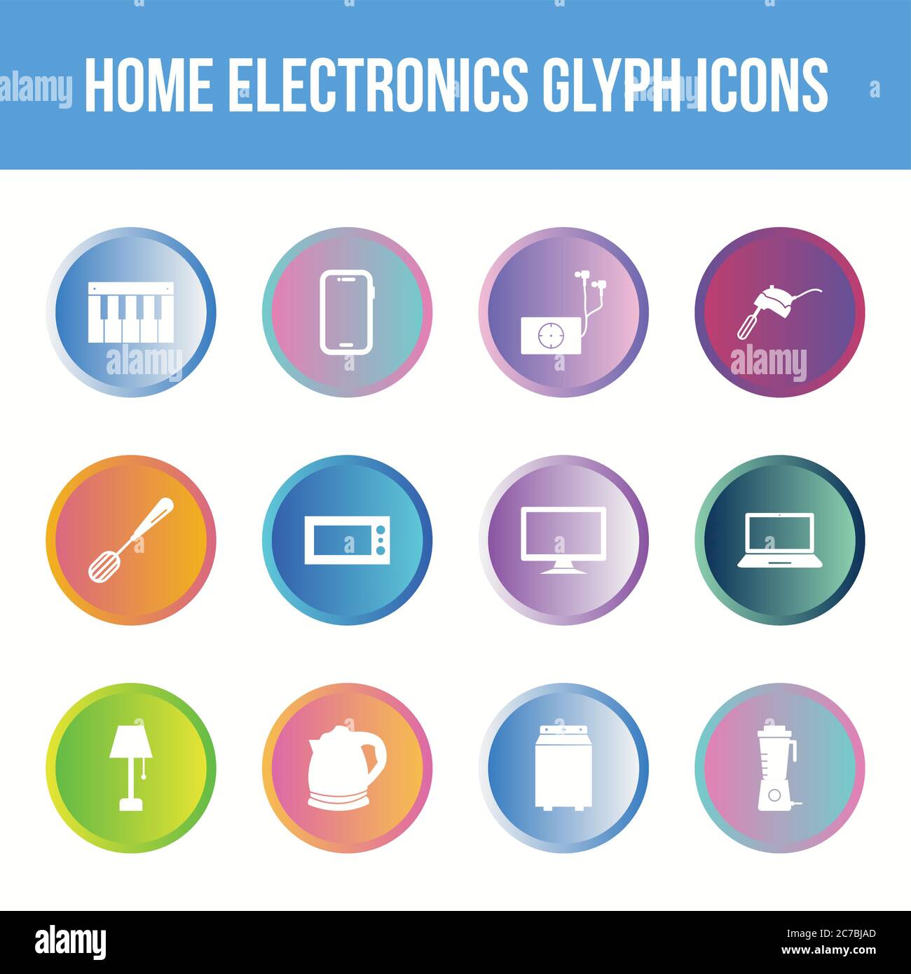 Unique home electronics vector glyph icon set Stock Vector Image & Art ...