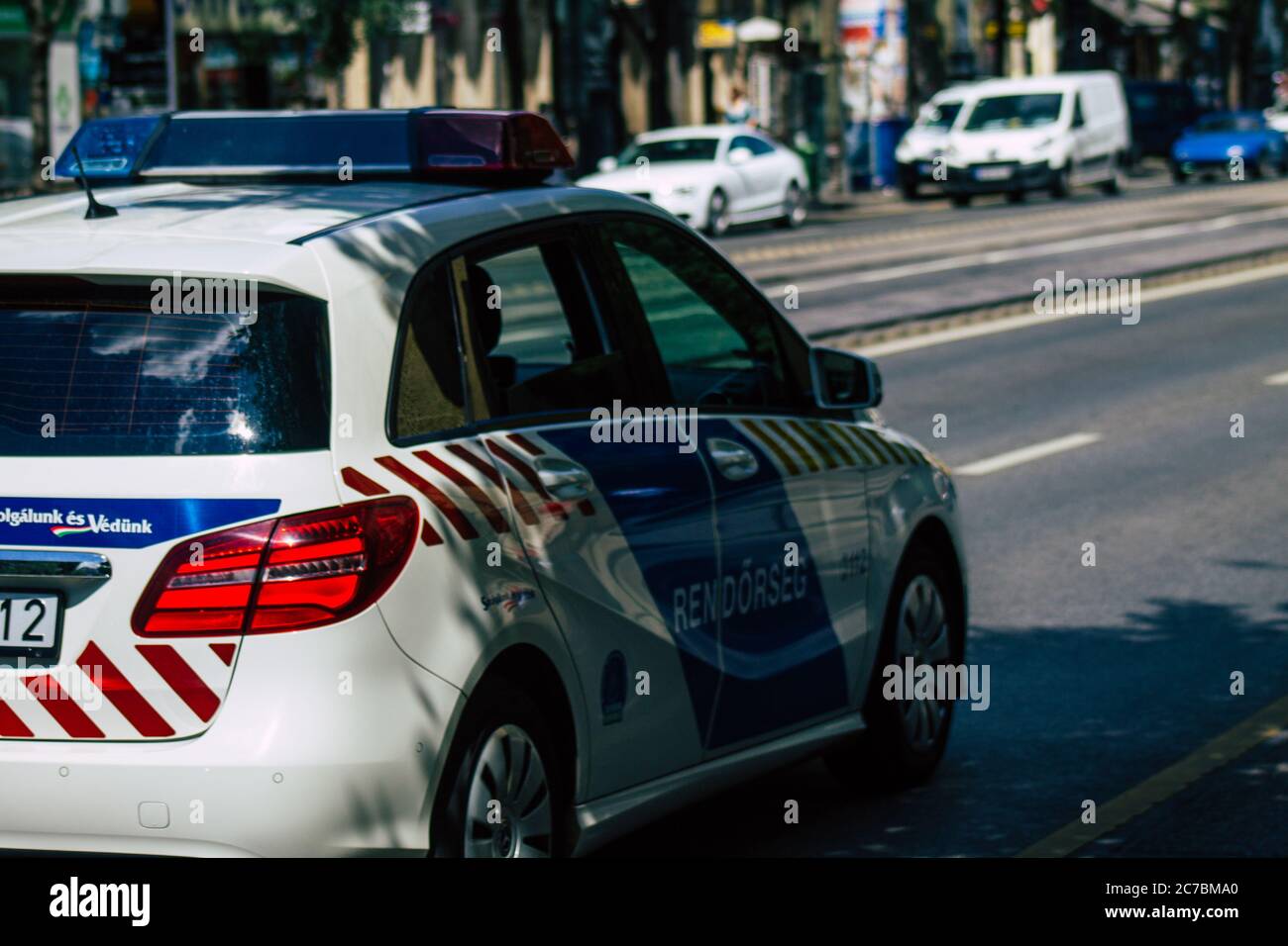 Budapest Hungary july 15, 2020 View of a traditional Hungarian police ...