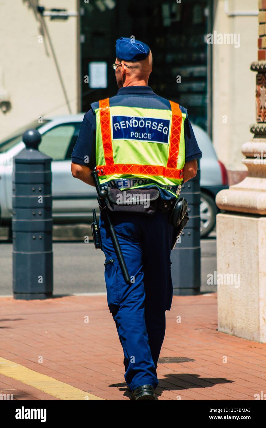 Budapest Hungary july 15, 2020 View of unidentified Hungarian police ...
