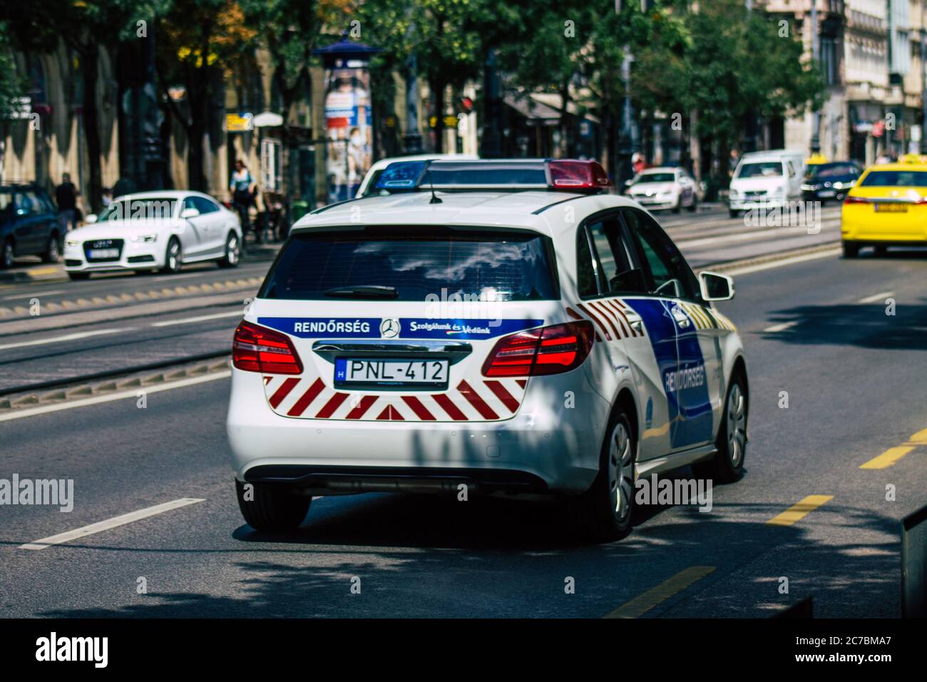 Budapest Hungary july 15, 2020 View of a traditional Hungarian police ...