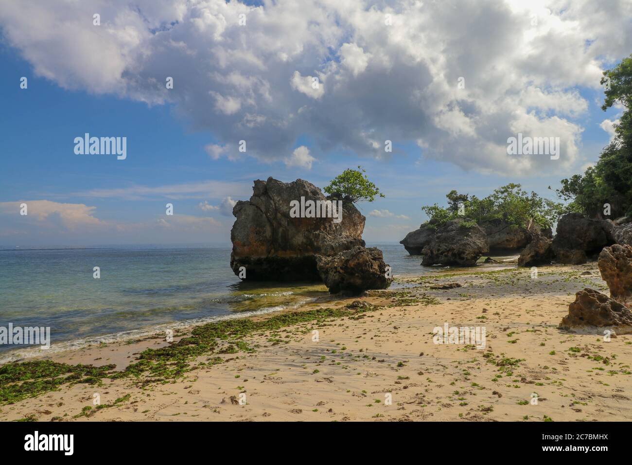 Impossible Beach in Bali Indonesia, nature vacation background. Giant ...