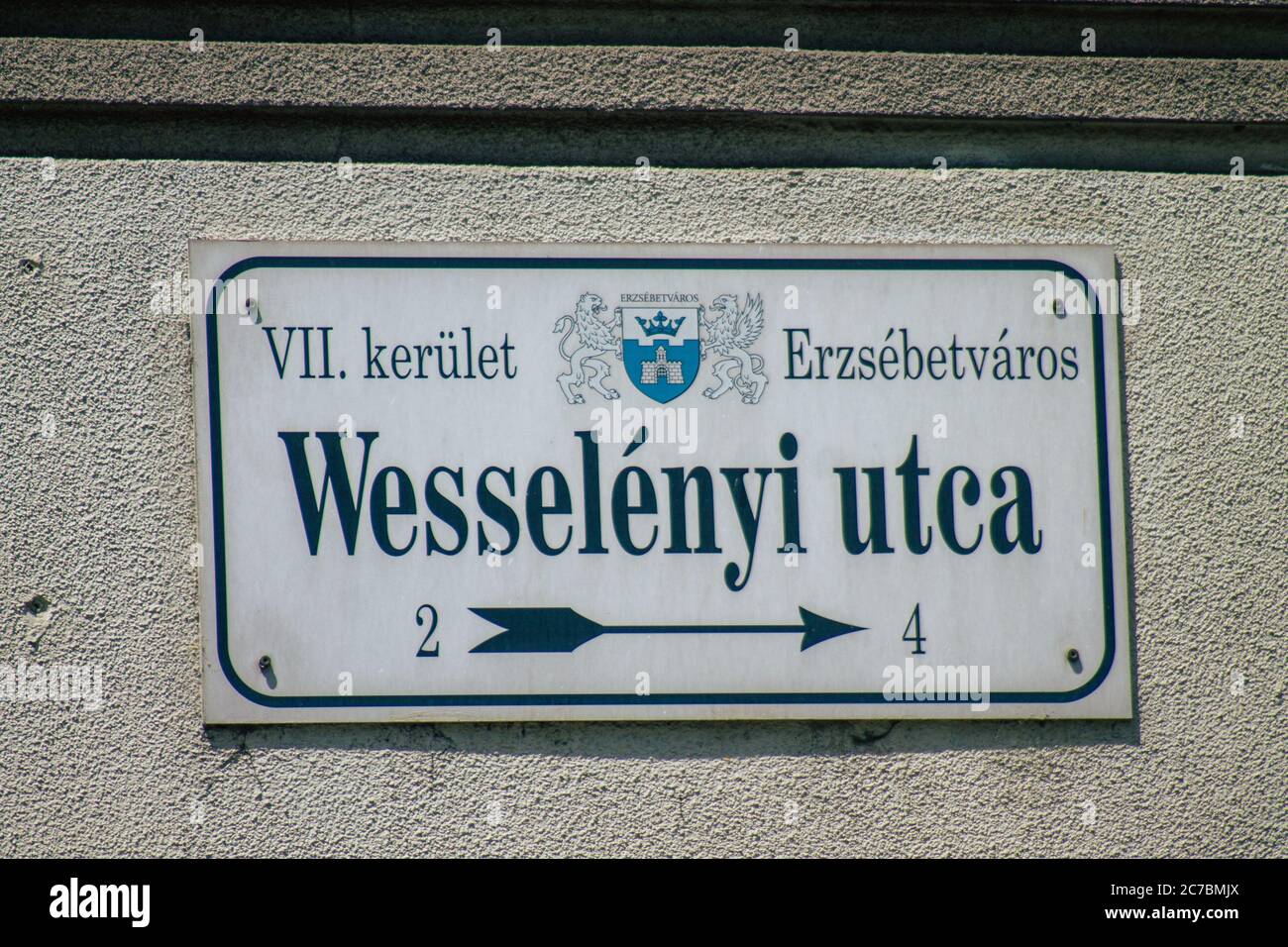 Budapest Hungary july 15, 2020 View of a street or road name an ...