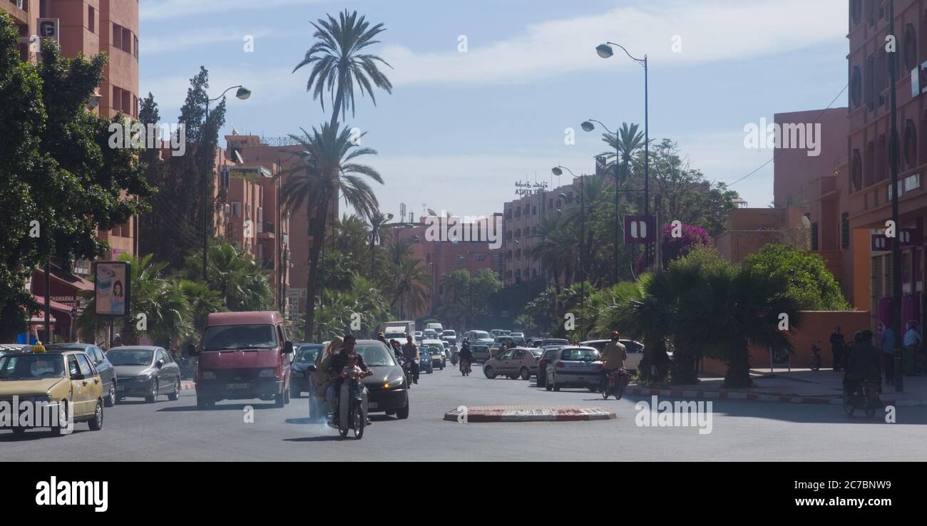 Motorized traffic with emissions inside the inner city of Marrakech ...