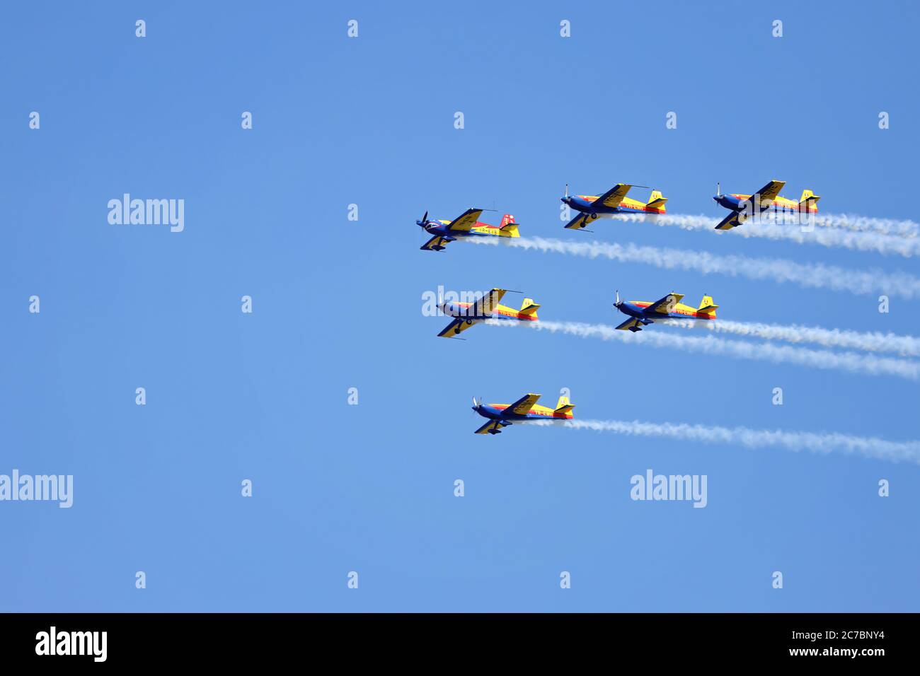 Hawks of Romania aerobatic team of the Romanian Aeroclub with 6 Extra ...