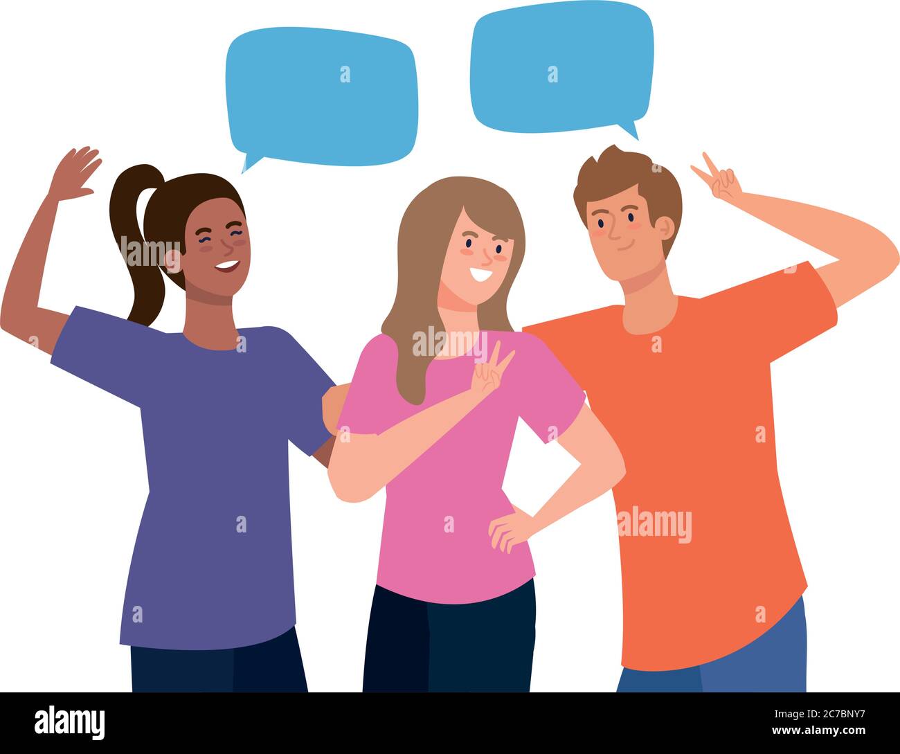 Women and man avatars with communication bubbles vector design Stock ...