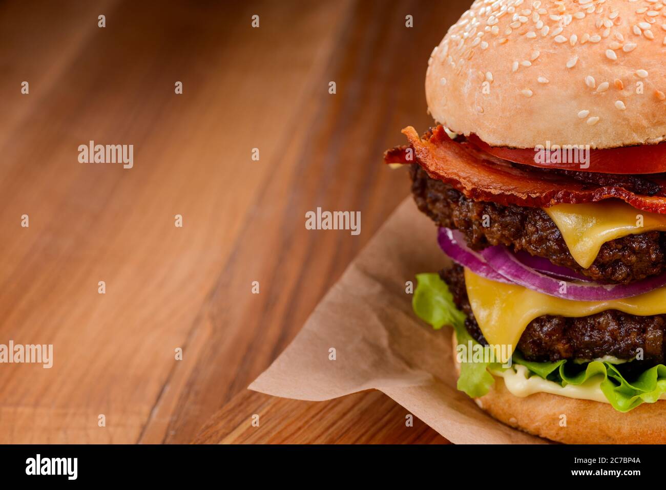 Double patty burger sandwich hi-res stock photography and images - Alamy