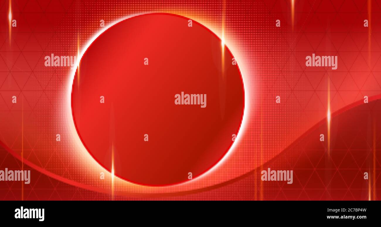 Abstract red halftone background with round copyspace and light effect ...