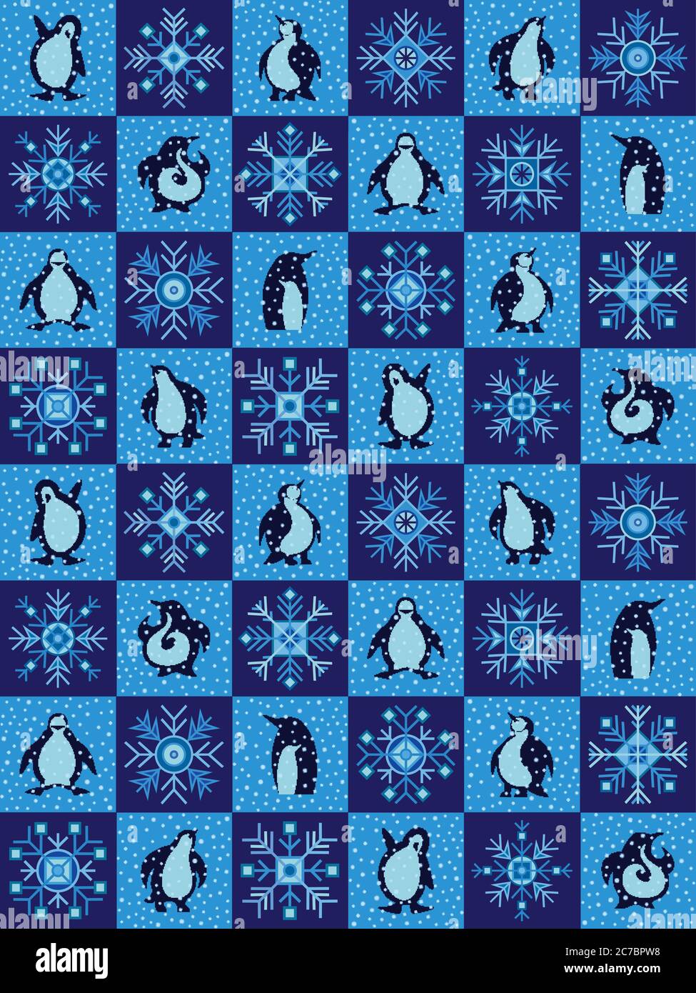 Penguins and snowflakes winter illustration Stock Vector Image & Art ...