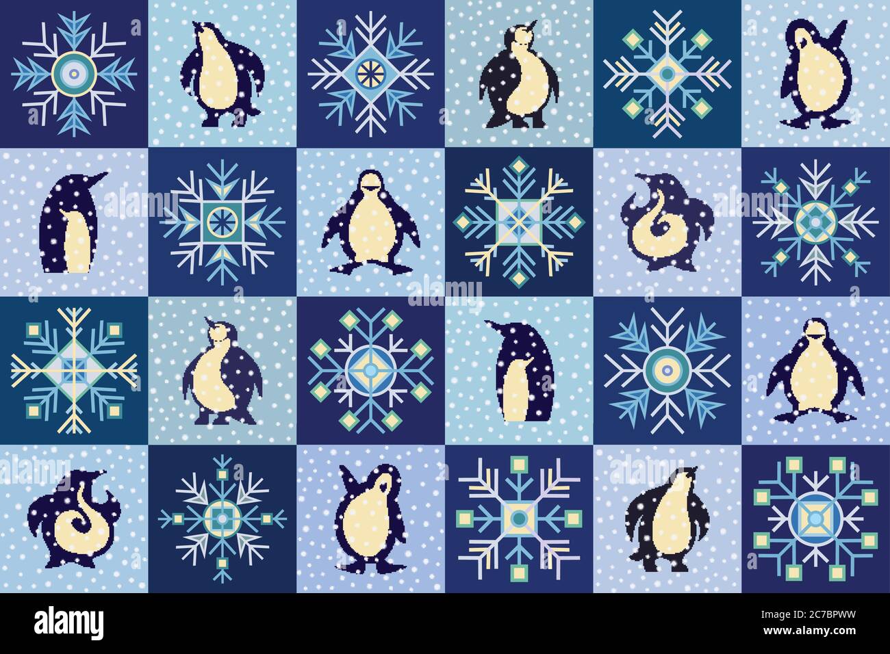 Penguins and snowflakes winter illustration Stock Vector Image & Art ...