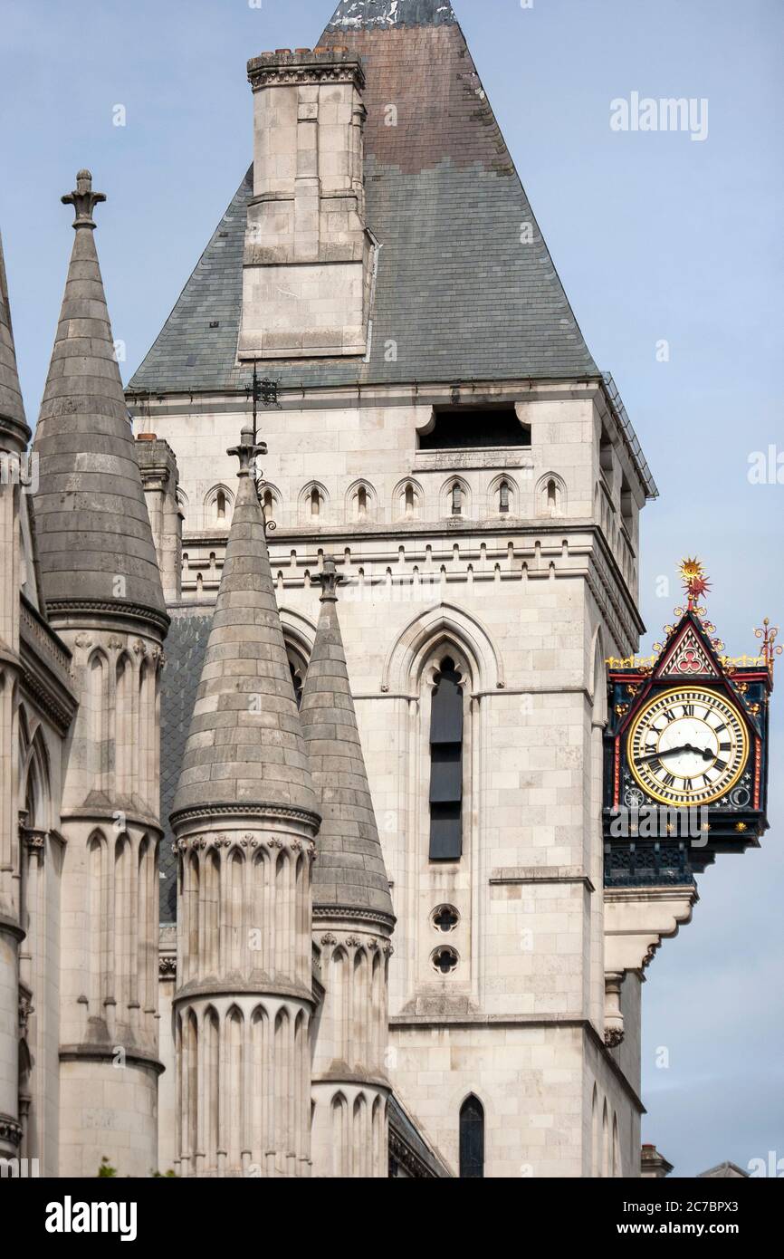 The clock on the outside of the royal courts of justice. The strand ...
