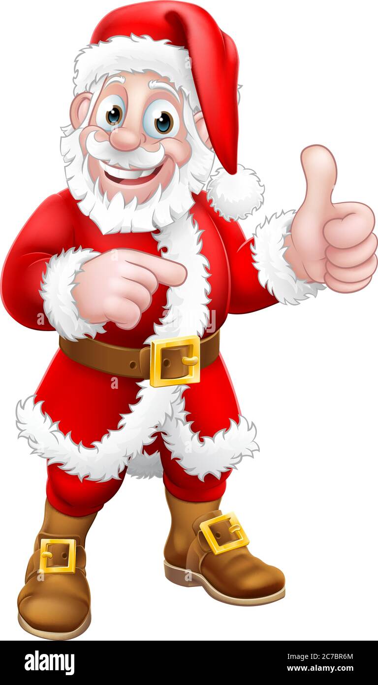 Santa Claus Thumbs Up Pointing Christmas Cartoon Stock Vector Image ...