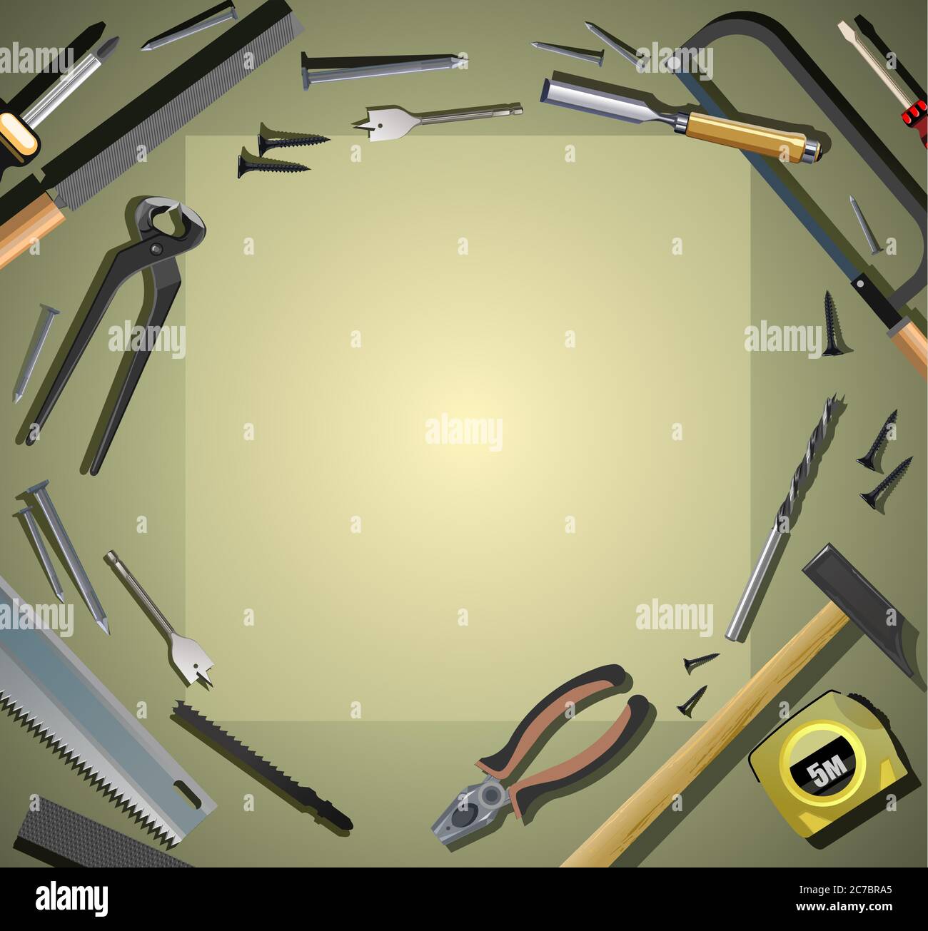 Craft table, carpentry workbench for the workshop. View from above ...